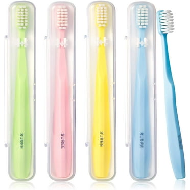 2Pcs Travel Toothbrushes Kit Fold Travel Size Toothbrushes Built-in ...
