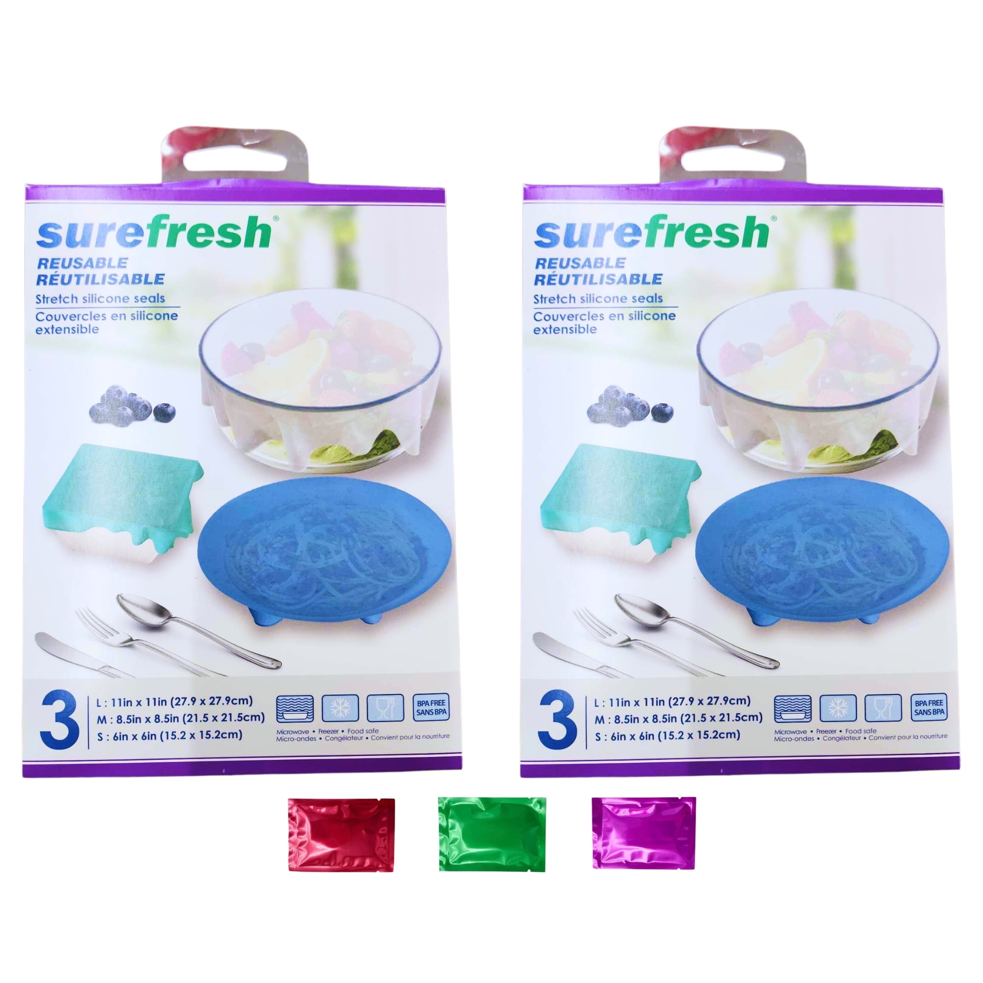 Surefresh Reusable Stretch Silicone Seals Variety Pack, 3 Sizes BPA ...