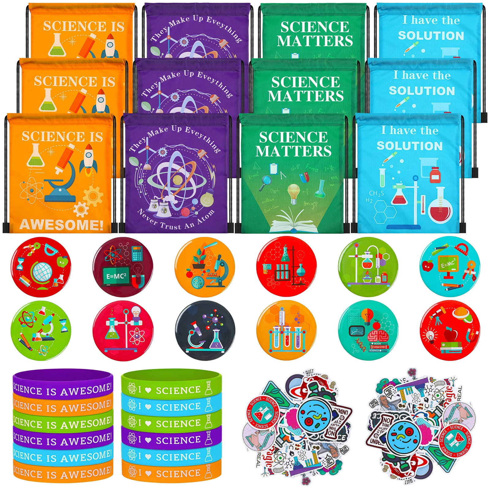 Sureio 86 Pcs Science Party Favors Include Science Drawstring Bags ...