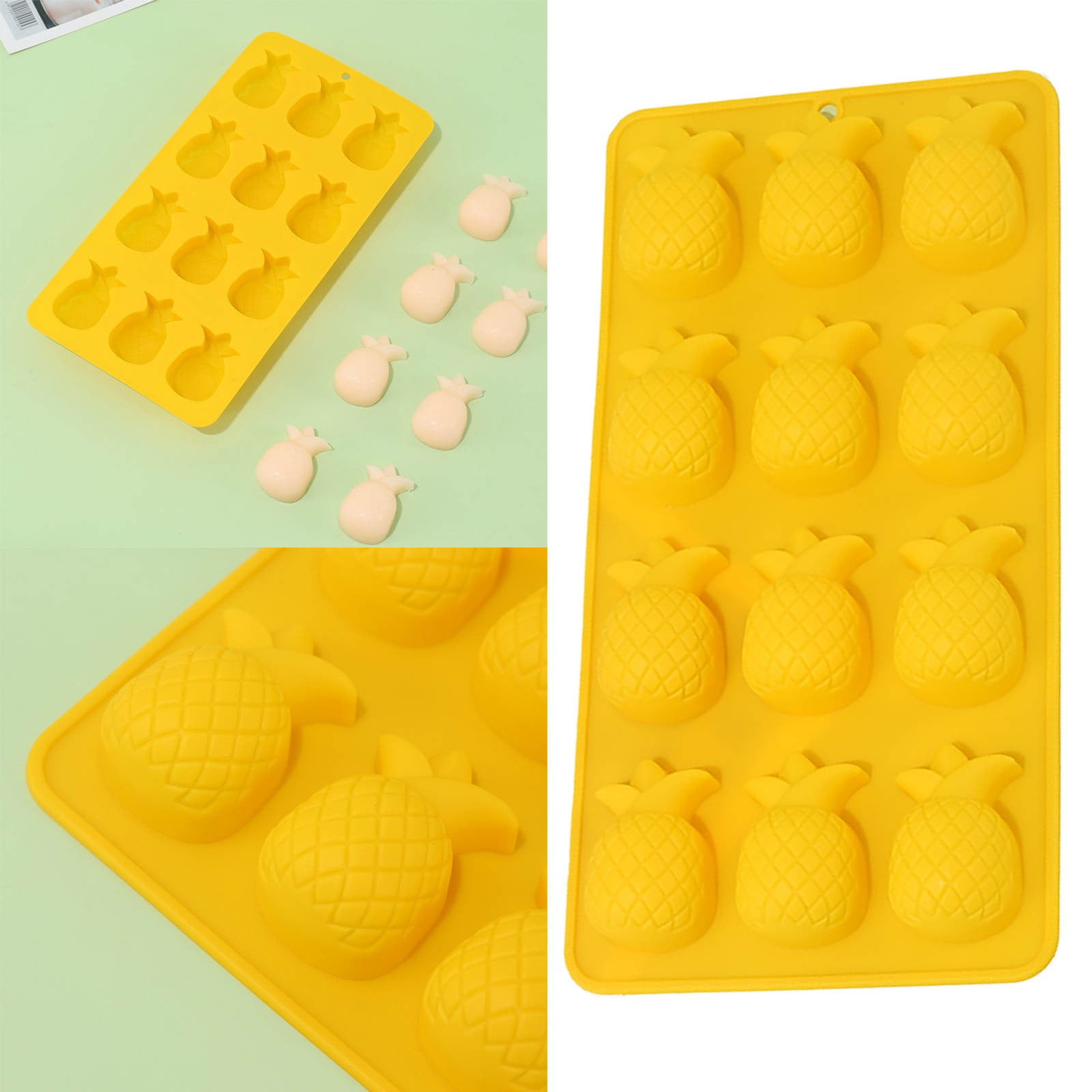 Sureopa Pineapple Yellow Silicone Ice Tray Twelve Hole Small Pineapple ...
