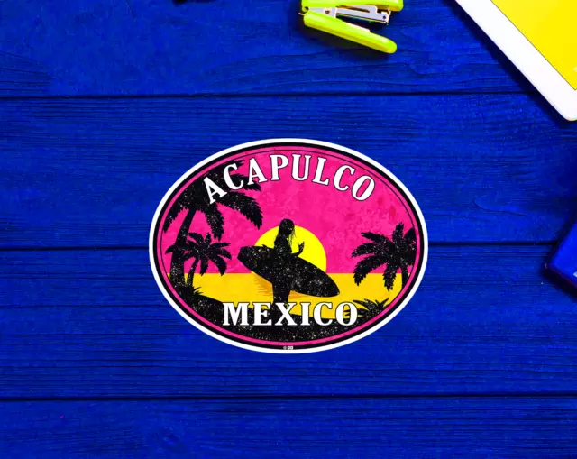 Surf Acapulco Mexico Cancun Laptop Bumper Surfing Sticker Phone Decal ...