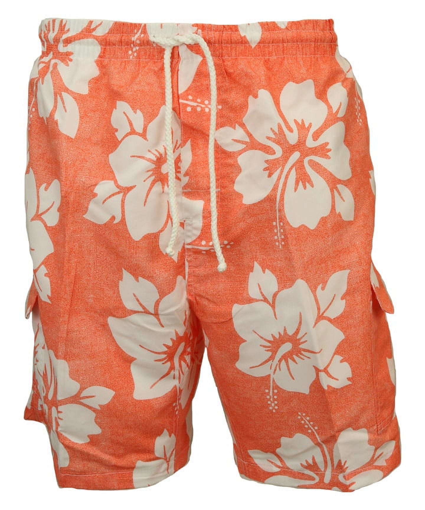 Surf Ave. Men's Surfer Swim Trunks No Grommets - Orange Hibiscus- Large ...