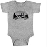 Surf Baby VW Bus Groovy Peace Surfer Van one Piece Bodysuit (12mo) Gray ...