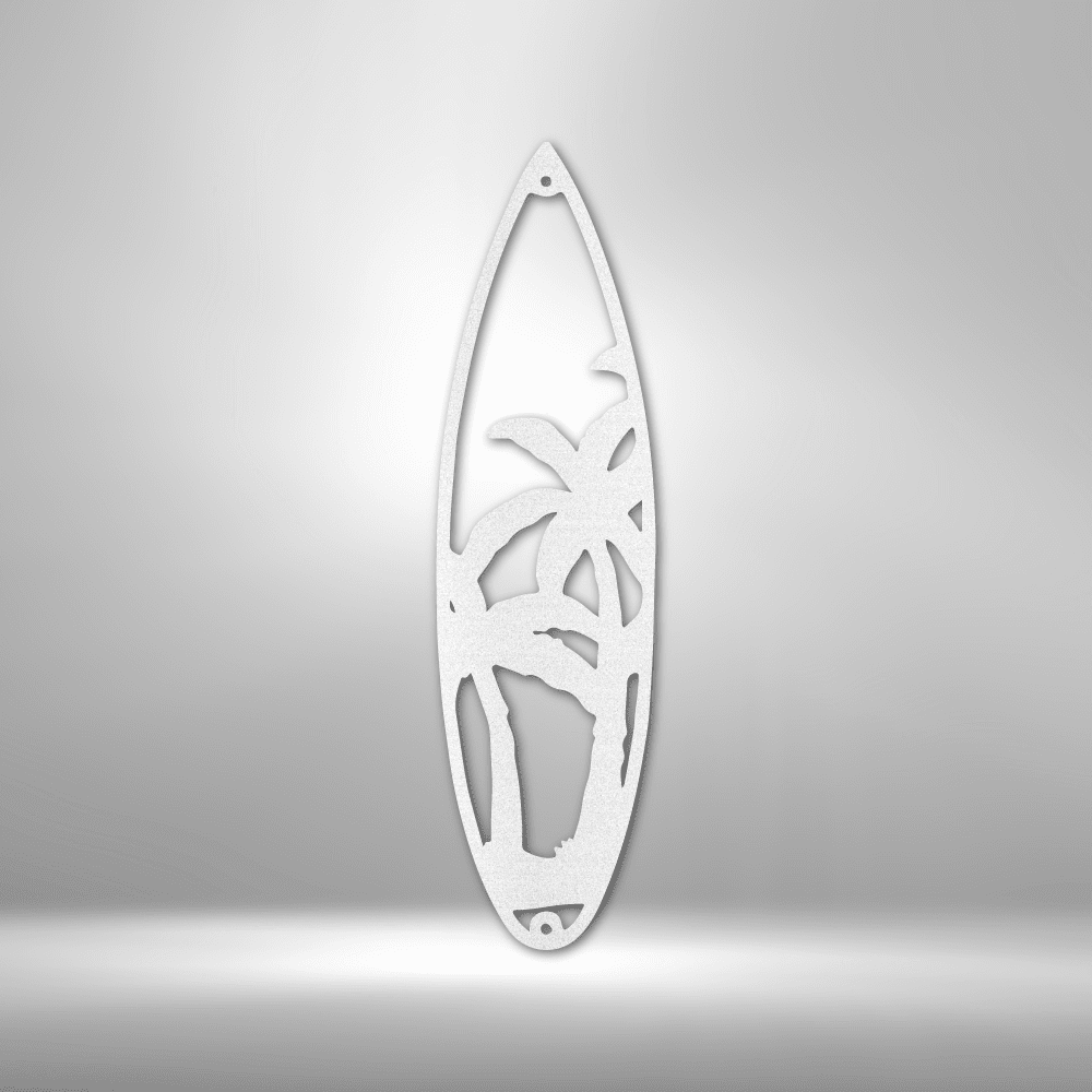 Surf Board Palm Trees Steel Sign Laser Cut Powder Coated Home & Office ...