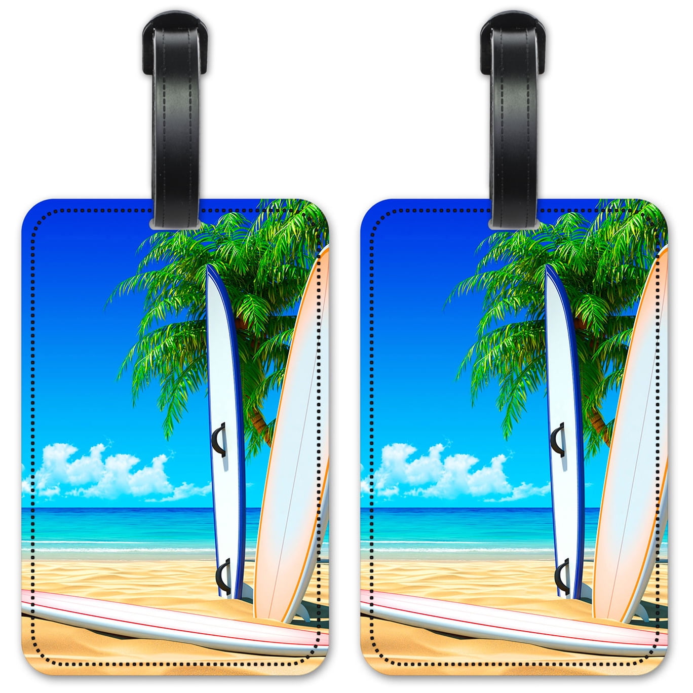 Surf Boards on the Beach - Luggage ID Tags / Suitcase Identification ...