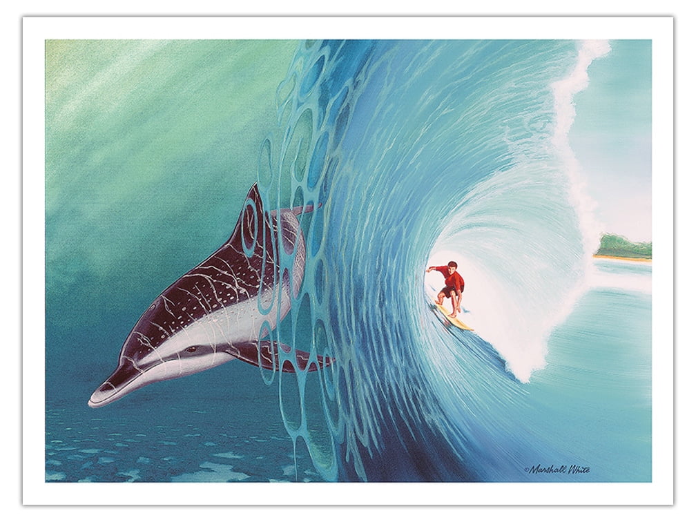 Surf Buddies - Hawaiian Surfer and Dolphin (Nai’a) Riding the Waves ...