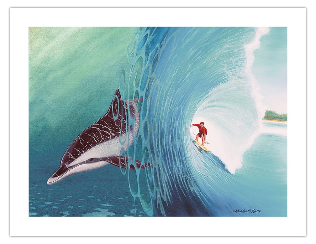 Surf Buddies - Hawaiian Surfer and Dolphin (Nai’a) Riding the Waves ...