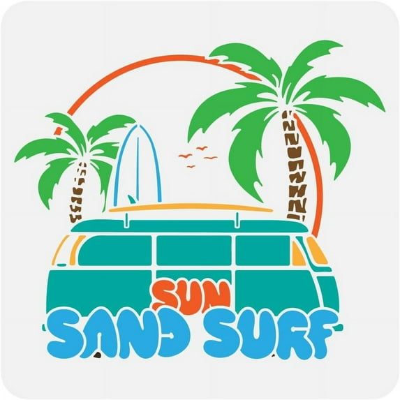 Surf Car Painting Stencil 11.8x11.8 inch Large Palm Tree Stencil for ...