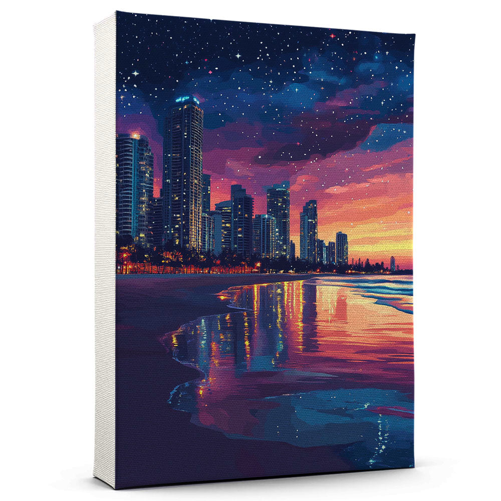 Surf City Travel Starry Night Canvas Print, North Carolina Canvas Wall ...