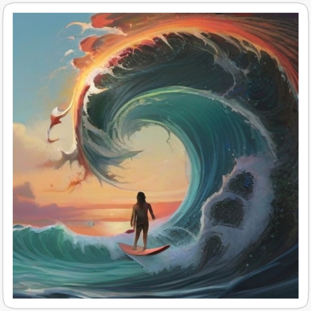 Surf Curse Sticker Phone Decal Water Bottle Stickers Car Decals, Laptop ...