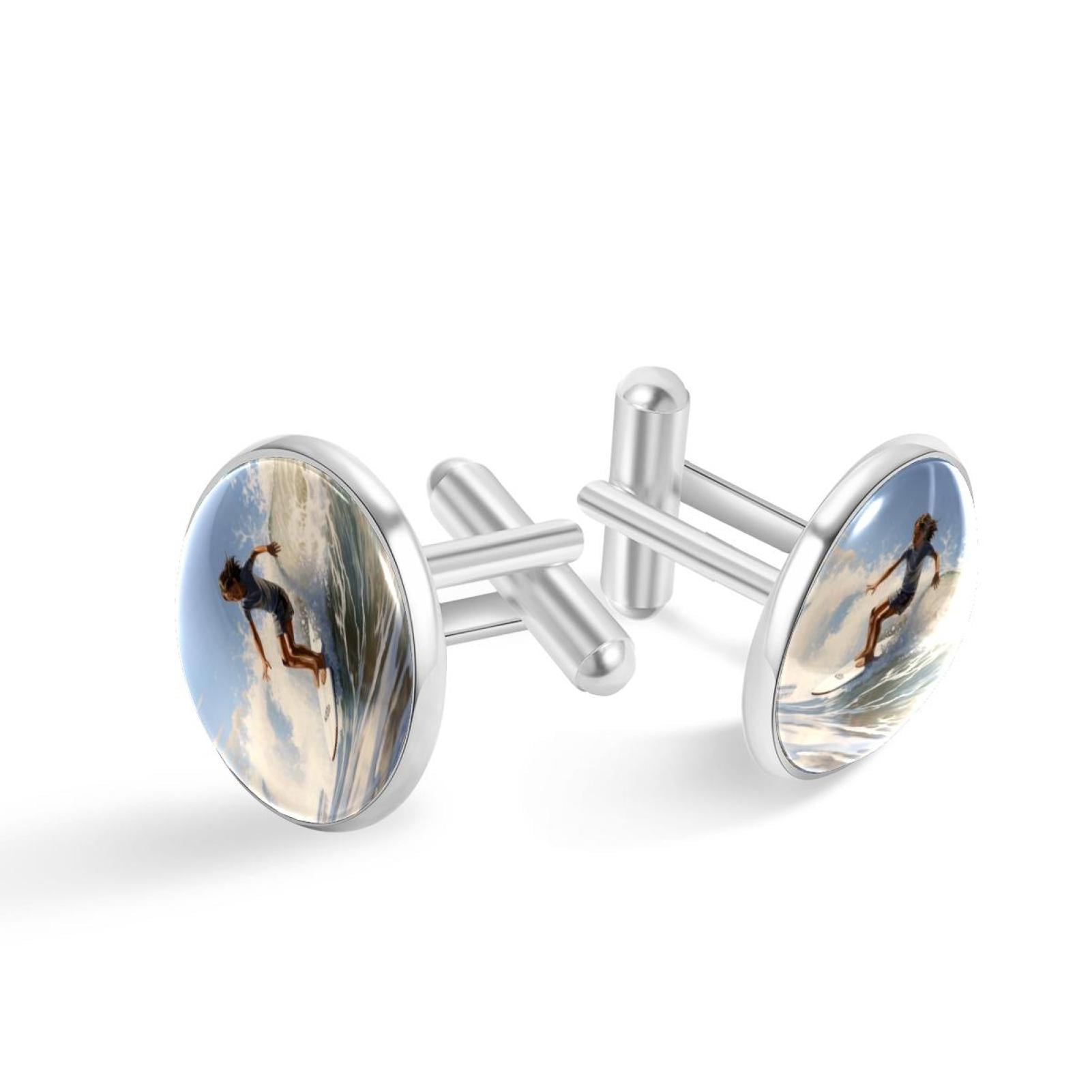 Surf Elegant Men's Stainless Steel Cufflinks Set for Formal Attire and ...