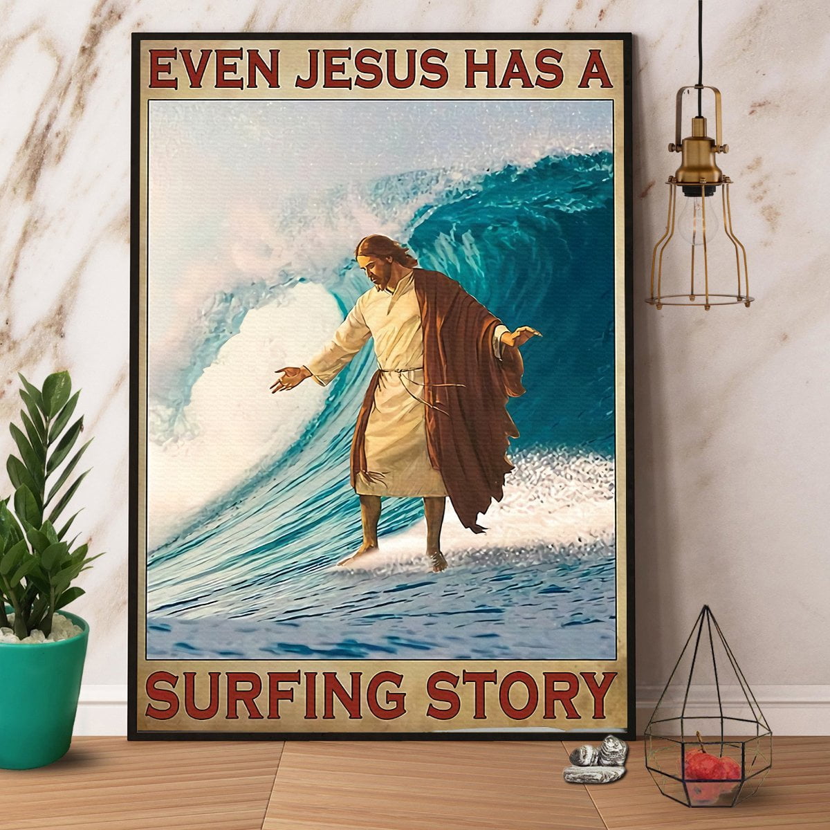 Surf Even Jesus Has A Surfing Story Paper Poster No Frame Matte Wall ...