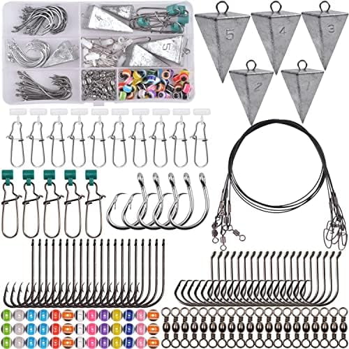 Surf Fishing Tackle Kit, 130pcs Saltwater Surf Fishing Rigs Fish Finder ...