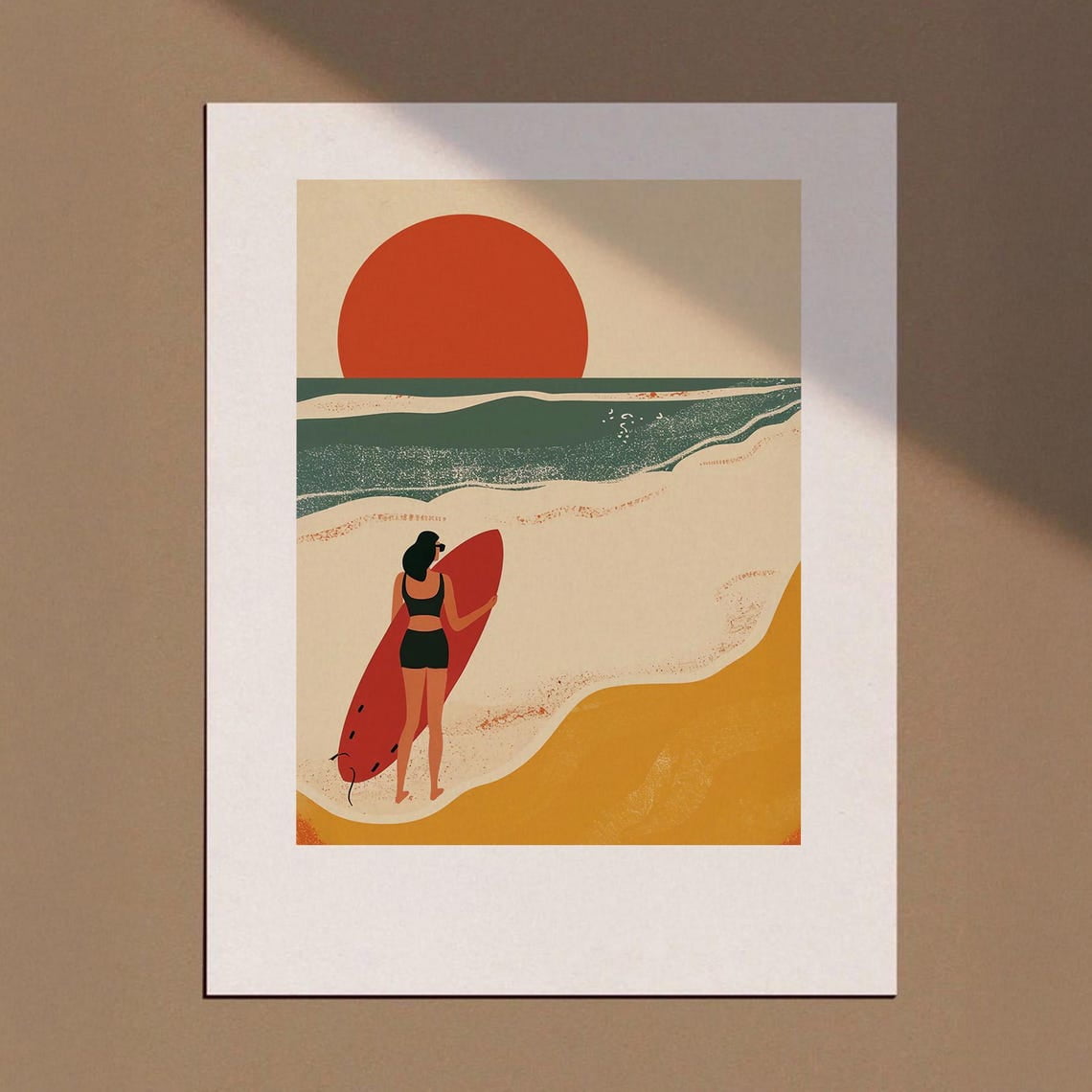 Surf Girl Artwork, Minimalist Print, Gift For Surfer, Girl Poster ...