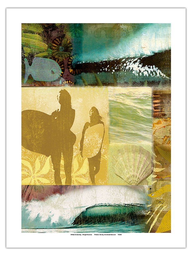 Surf Girls Journal Entry - Waves - Original Collage Art by Wade ...