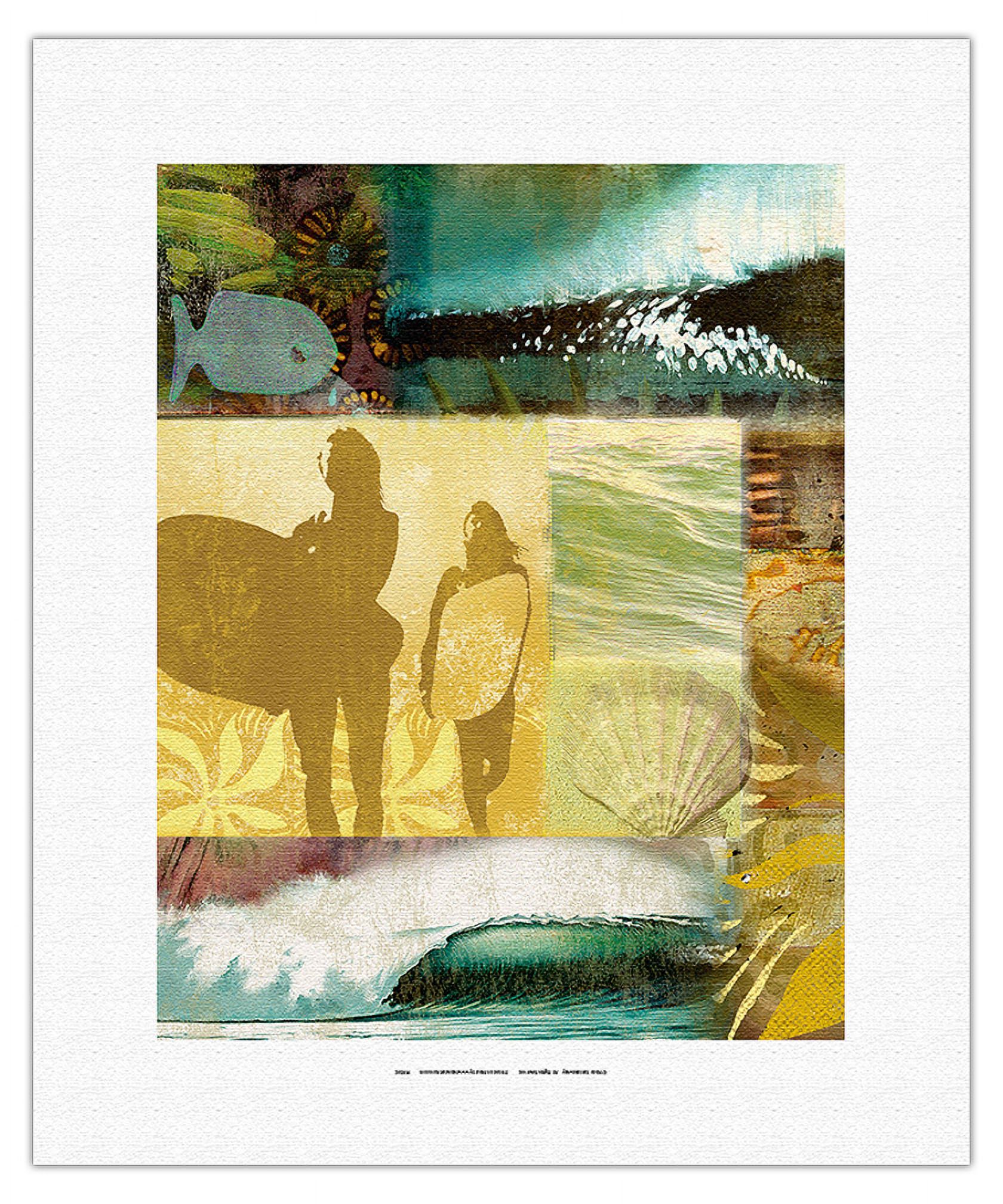 Surf Girls Journal Entry - Waves - Original Collage Art by Wade ...