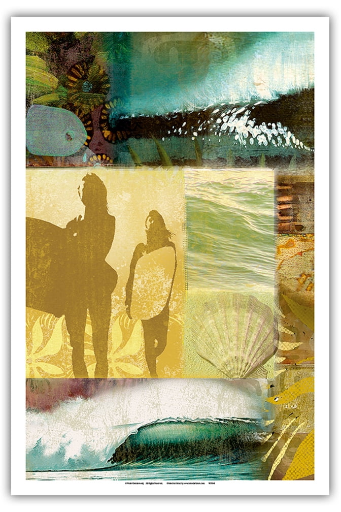 Surf Girls Journal Entry - Waves - Original Collage Art by Wade ...