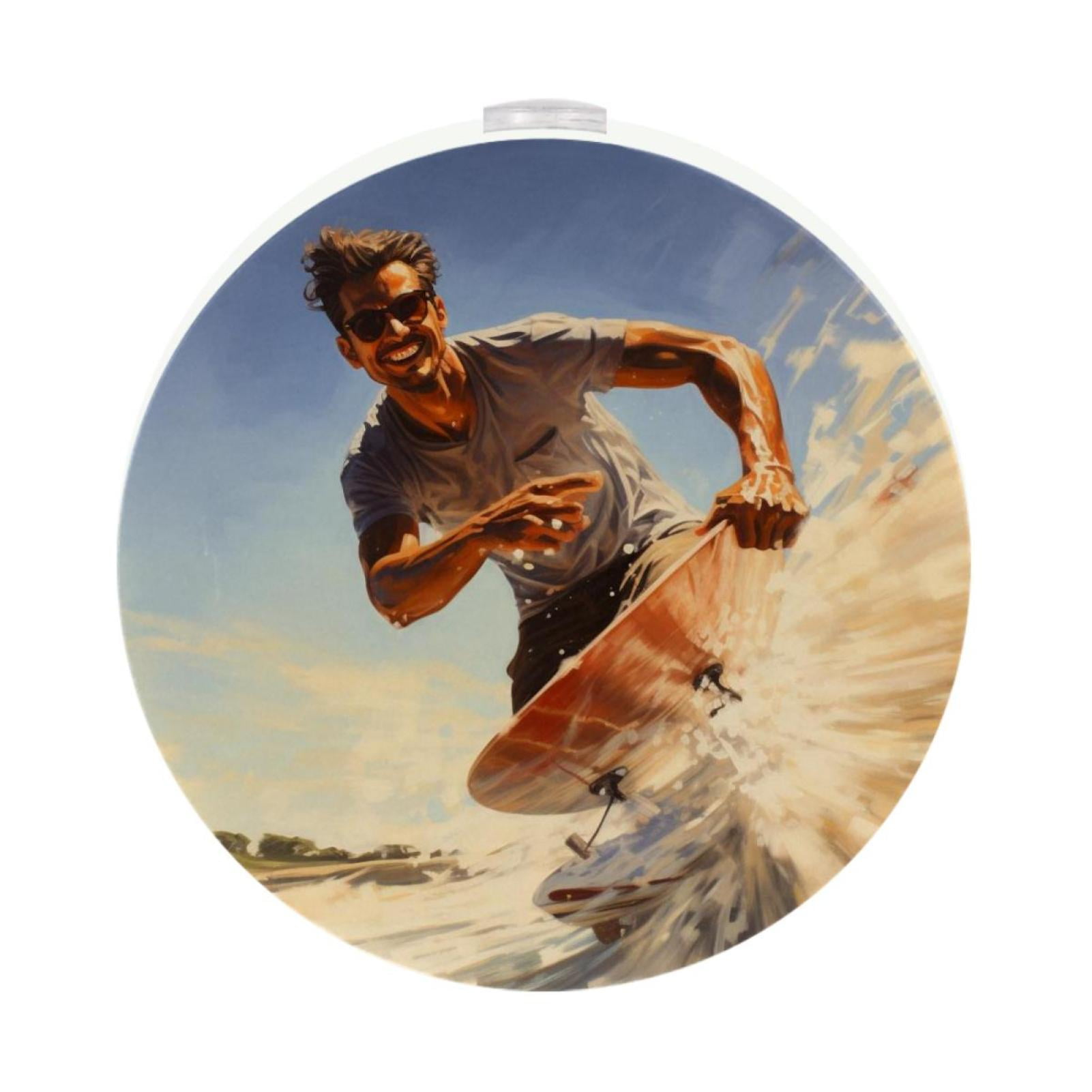 Surf LED Round Night Light-2PCS, Compact and Energy-Saving Bedroom Wall ...