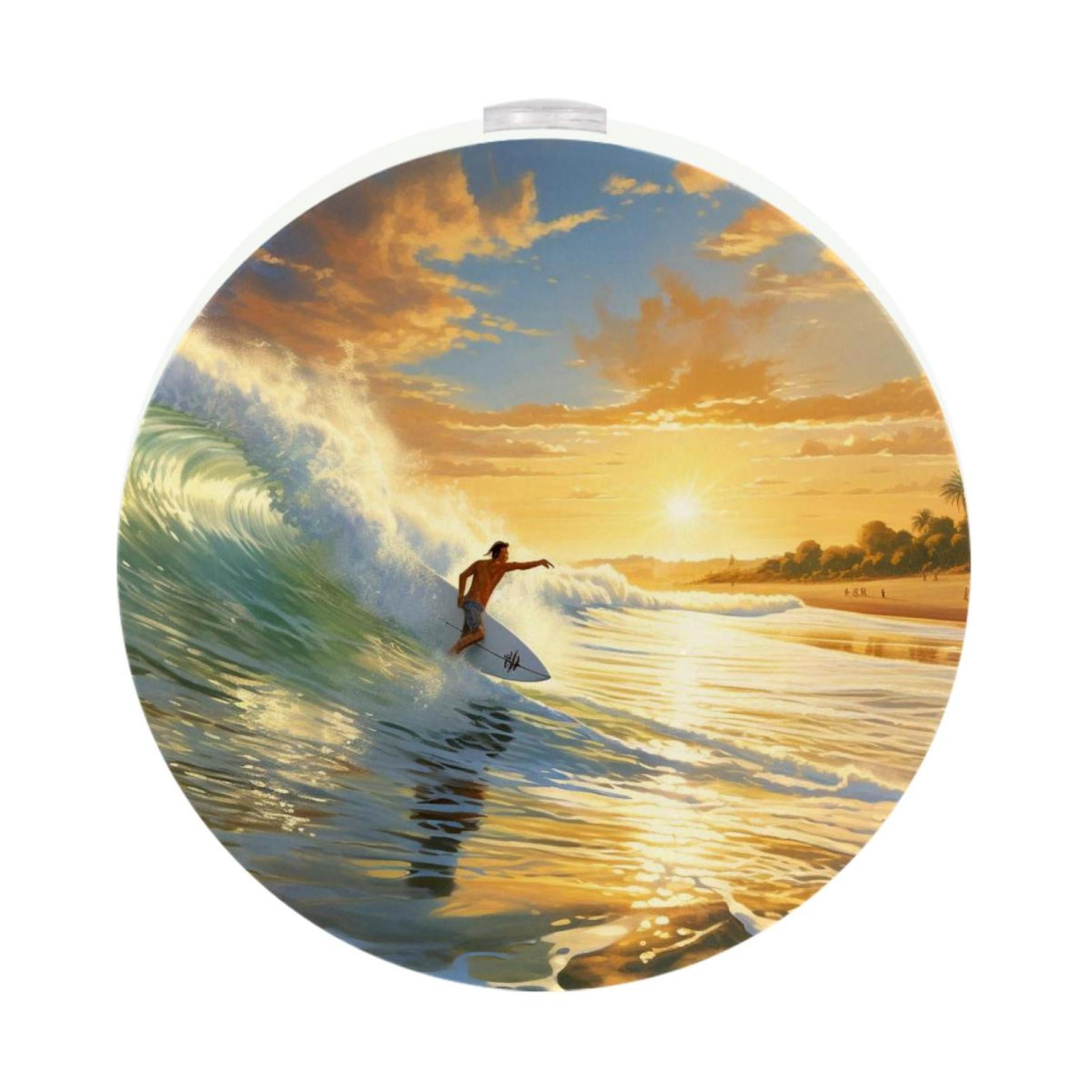 Surf LED Round Night Light-2PCS, Plug-in Mini Wall Socket Soft White ...