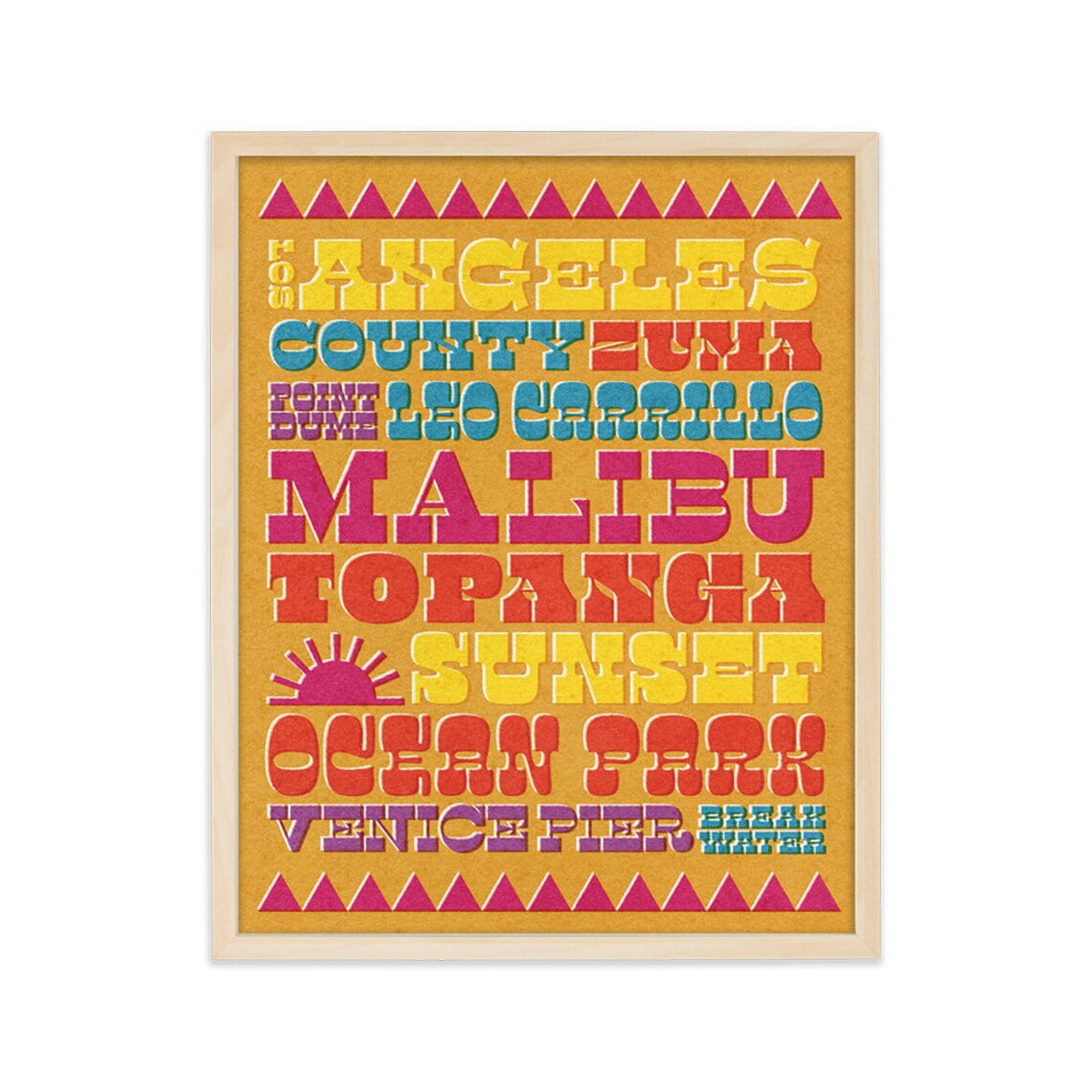 Surf La!, Retro Typographical Poster Of Los Angeles Surf Spots: Malibu ...