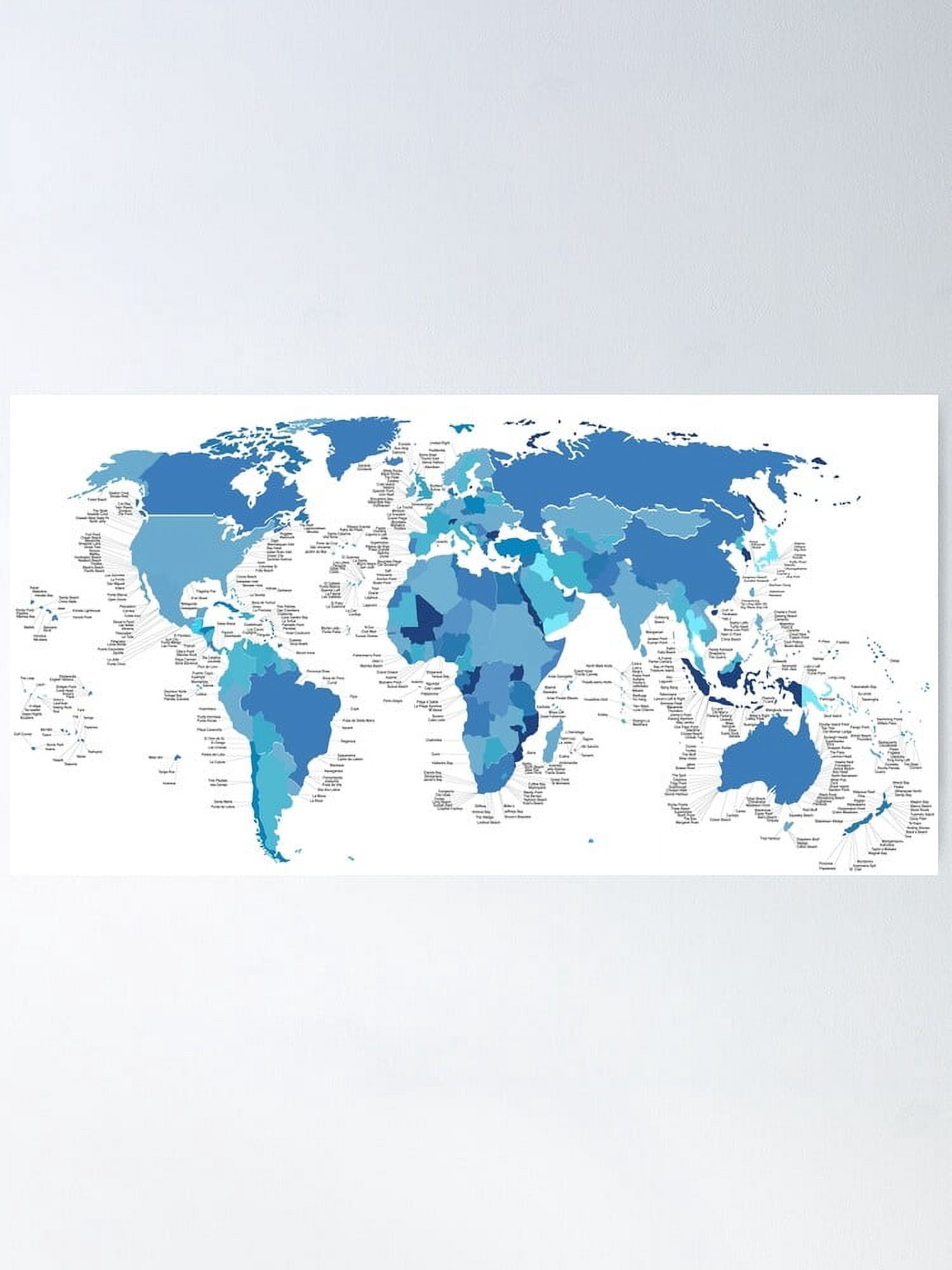 Surf Map - Blue Ocean Poster - Walmart.com