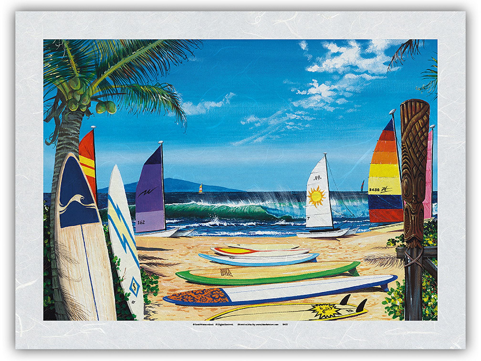 Surf N Sail - Surfboard & Sailboards - From an Original Color Painting ...