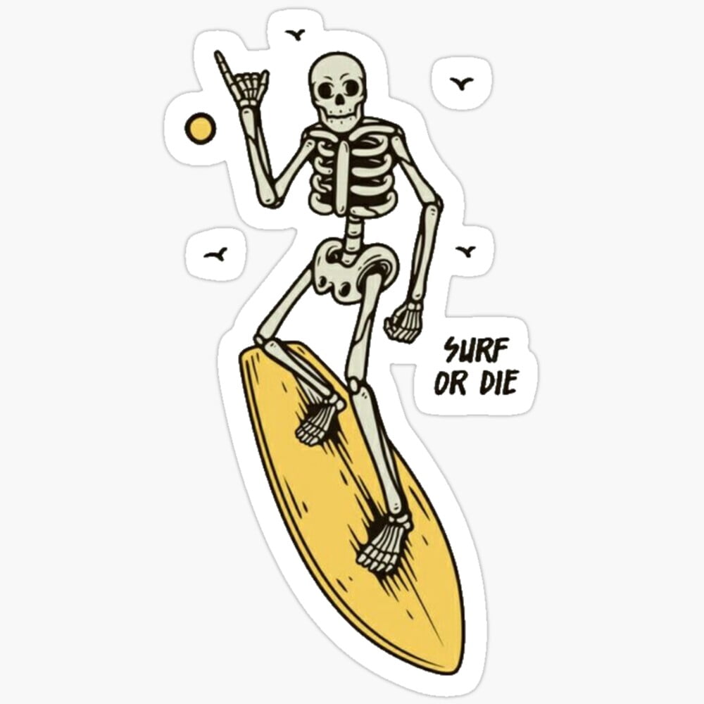 Surf Or Die Stickerphone Decal Water Bottle Stickers, Vinyl Stickers ...