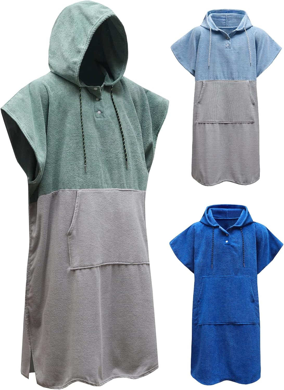 Surf Poncho Men&Women Towel Poncho Swim Parka Beach Changing Robe with ...