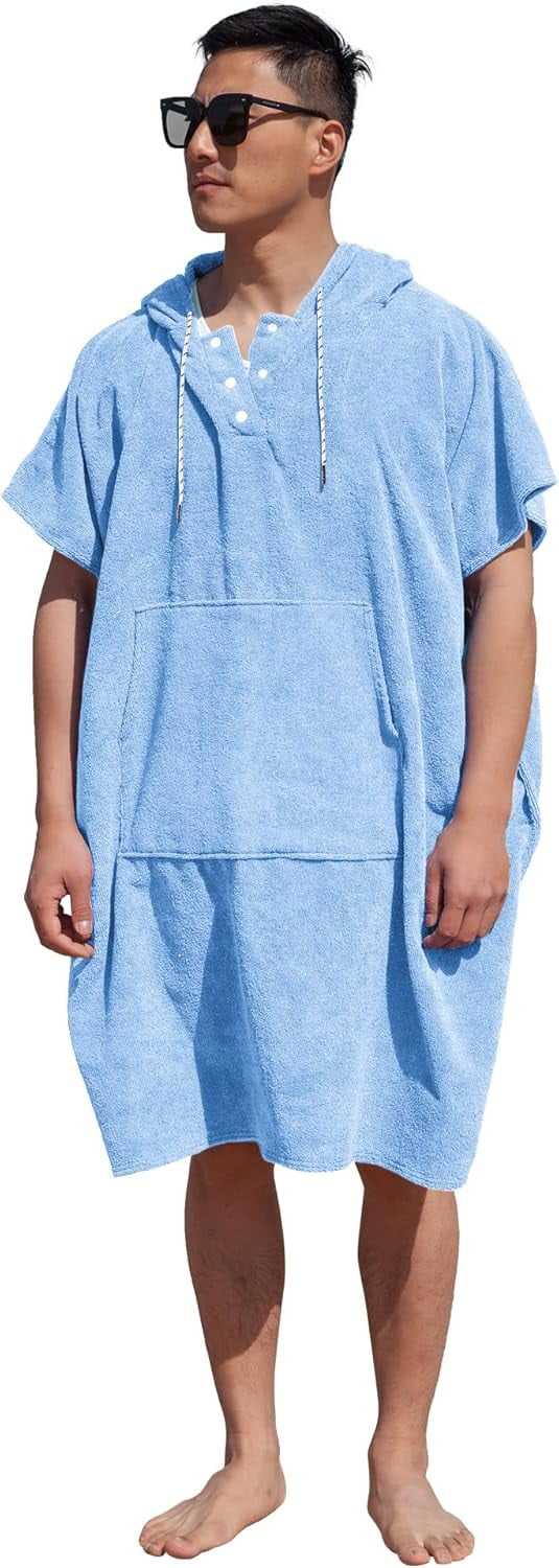 Surf Poncho Men&Women Towel Poncho Swim Parka Beach Changing Robe with ...
