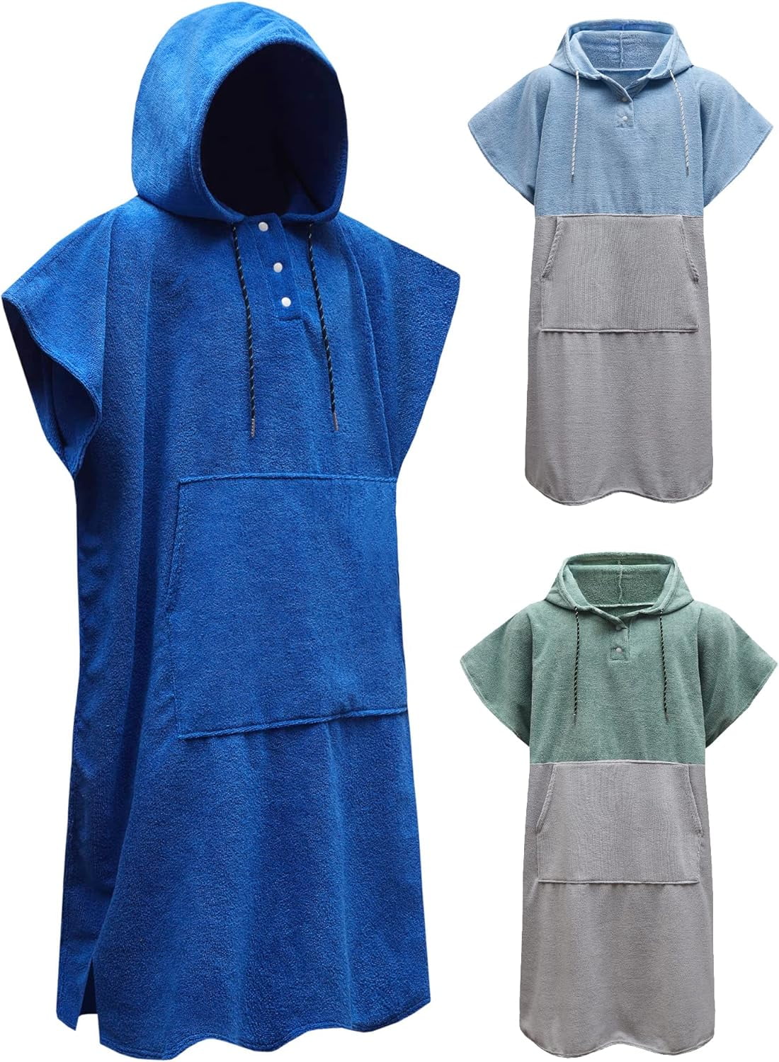 Surf Poncho Men&Women Towel Poncho Swim Parka Beach Changing Robe with ...