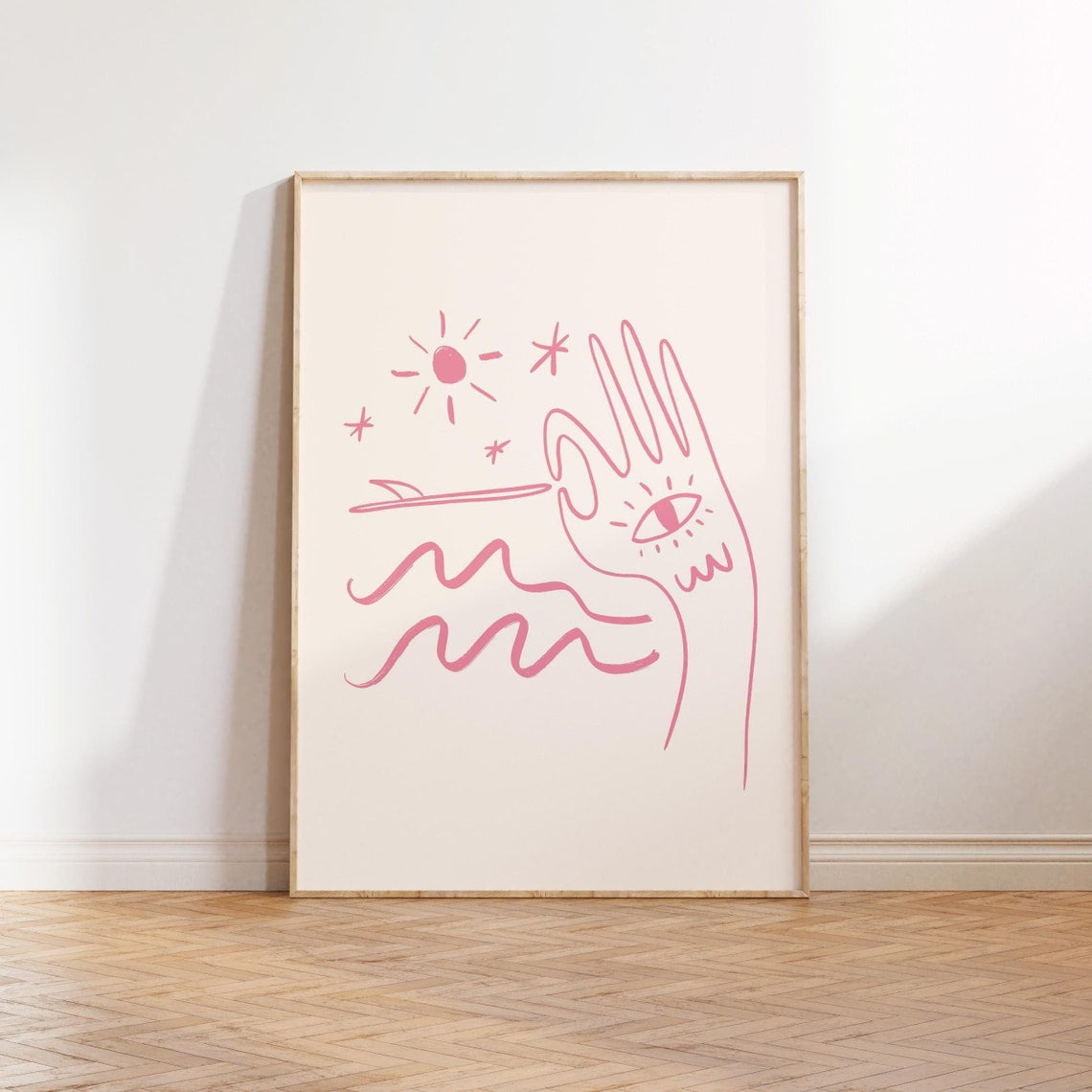 Surf Poster Minimalist Beach Home Decor Pink Surf Print Trendy Beach ...