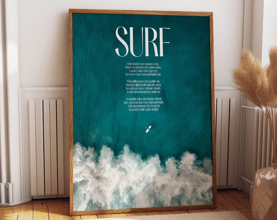 Surf Print - Captivating Ocean Waves Poster - Inspiring Surfing Scene ...