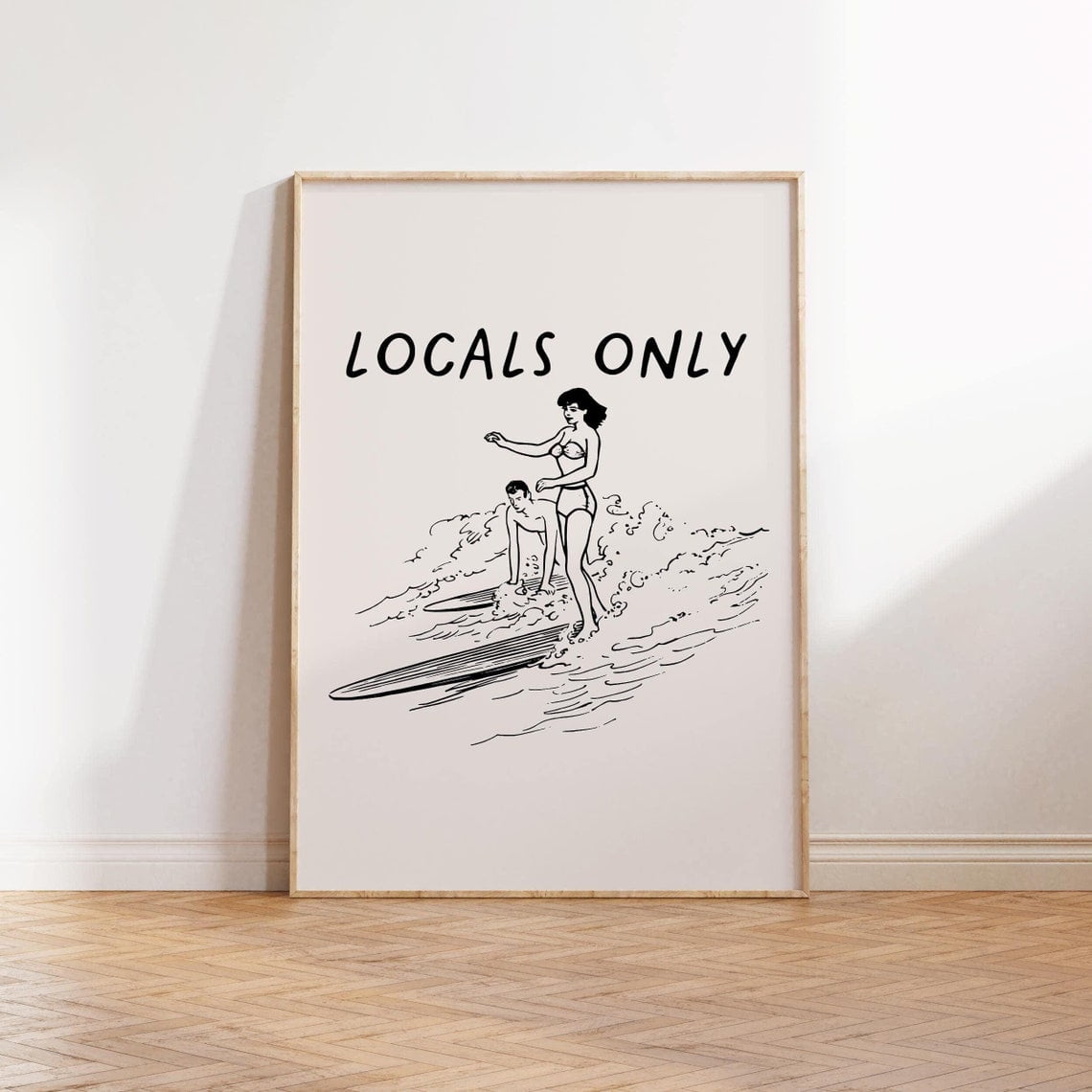 Surf Print Vintage Surf Wall Art Surfboard Art Print Locals Only Poster ...