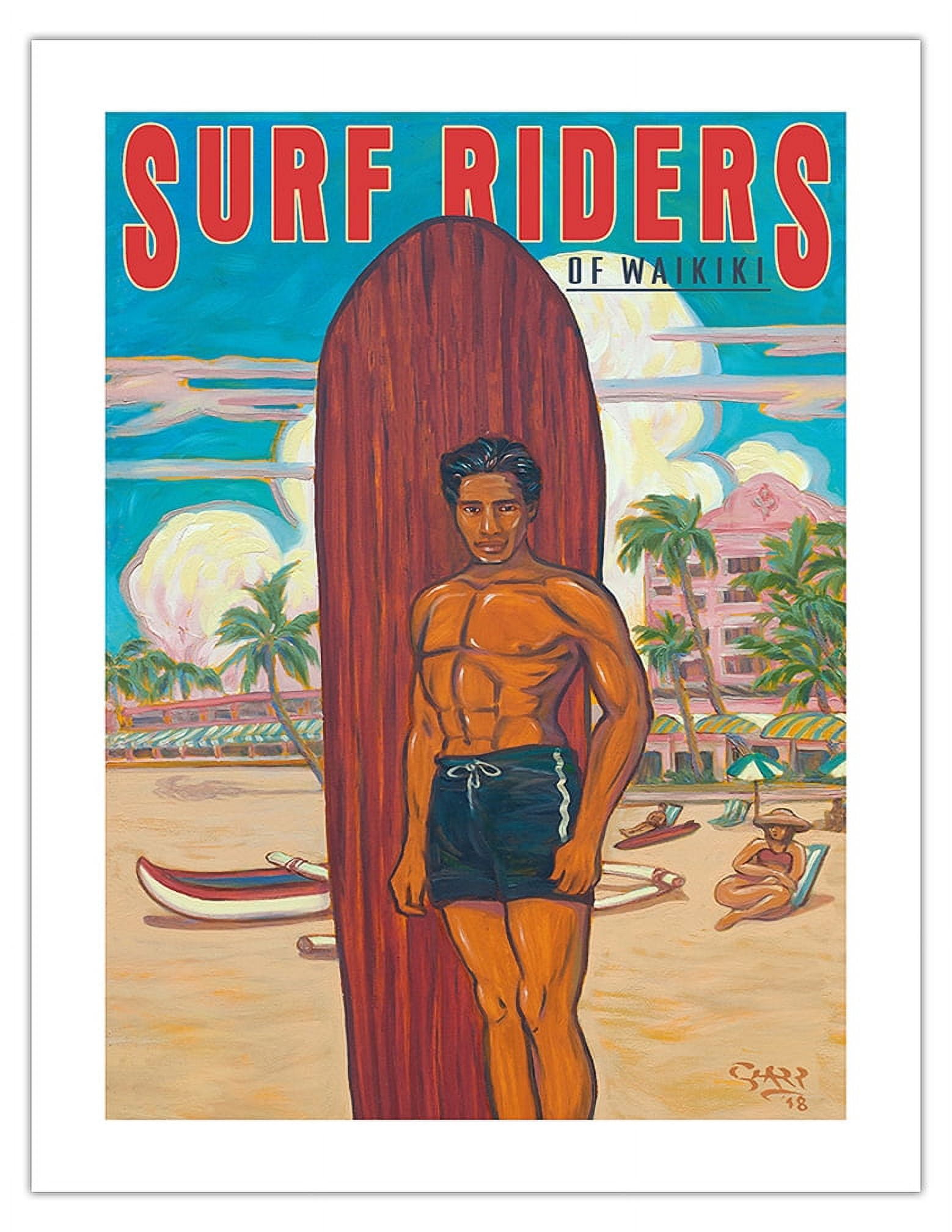 Surf Riders of Waikiki - Hawaii Surfer - Koa Wood Longboard - Vintage ...
