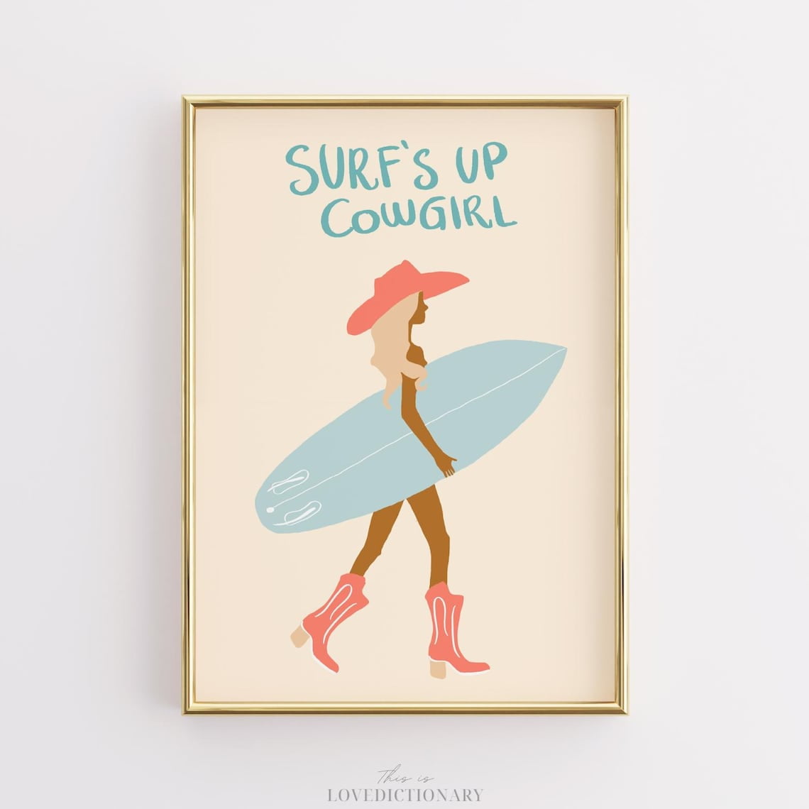 Surf’S Up Cowgirl Wall Art, Western Beach Girl Print, Preppy Summer ...