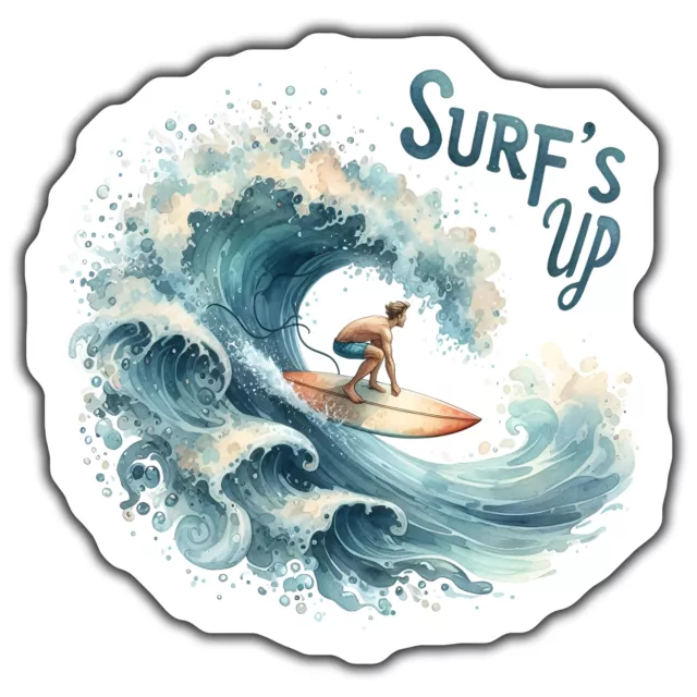 Surf'S Up Sticker, Ocean Wave Decal, Water Sports Sticker, Surfboard ...