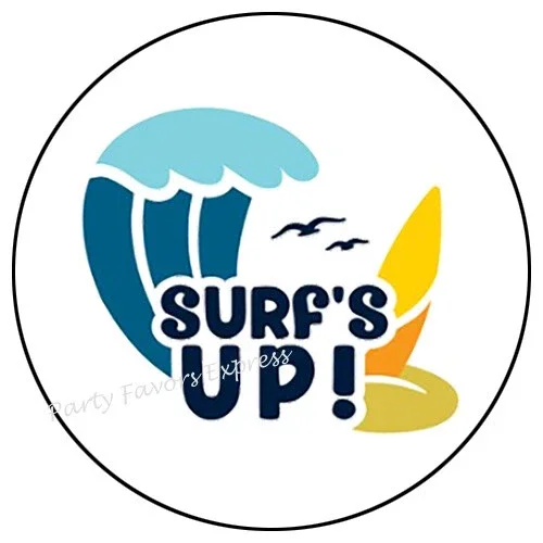 Surf'S Up Beach Surfing Stickers Party Favors Phone Decal Water Bottle ...