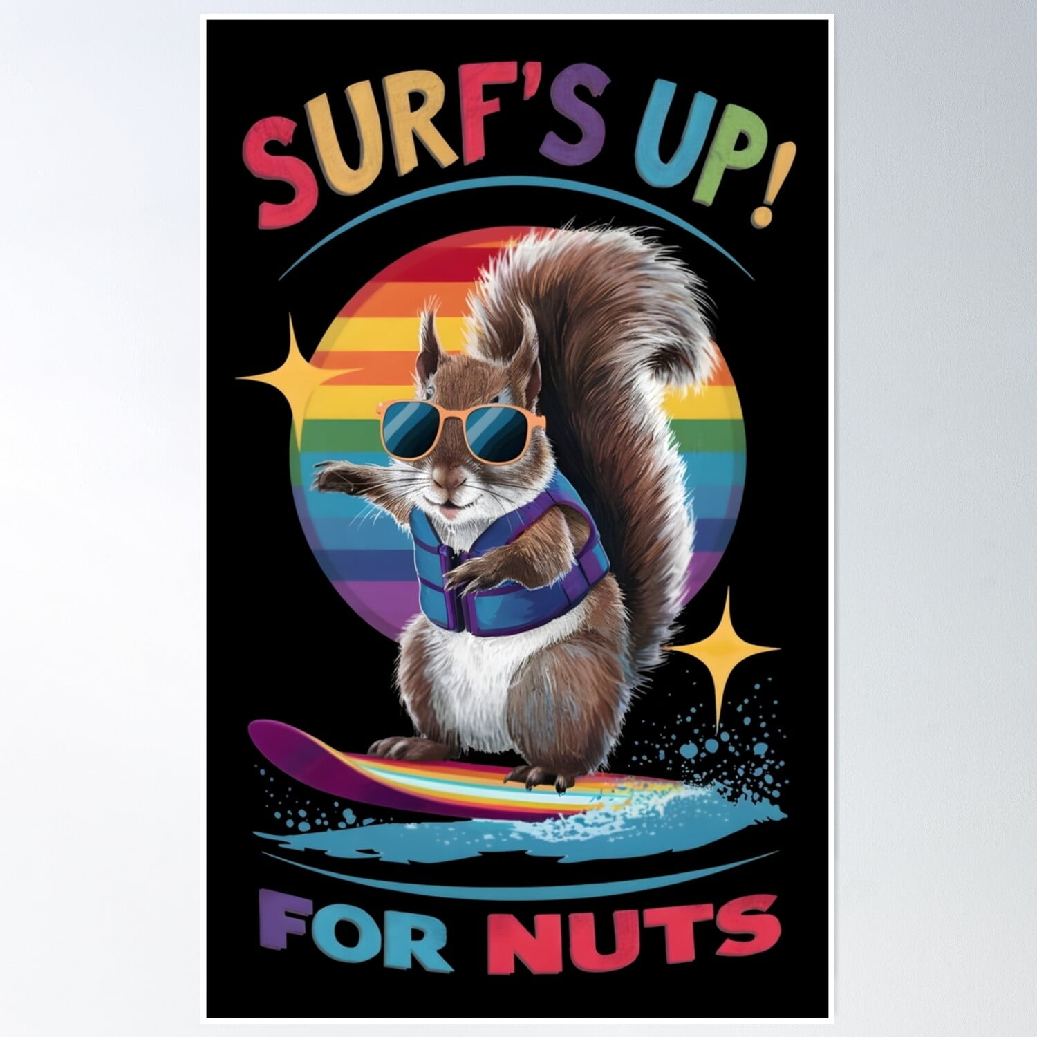 Surf'S Up For Nuts. Funny Squirrel Wakeboarding And Surfing For Men ...