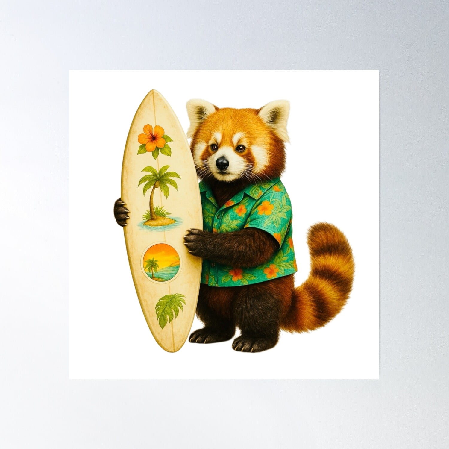 Surf’S Up Red Panda – Island Style & Endless Charm Poster Wall Art ...