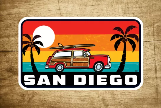 Surf San Diego Sticker Decal / / California Woodie Surfing Laptop Phone ...