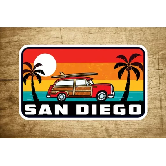 Surf San Diego Sticker Decal / / California Woodie Surfing Laptop Phone ...