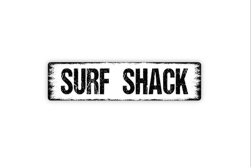 Surf Shack Sign - Beach Waves Surfing Ocean Rustic Street Metal ...