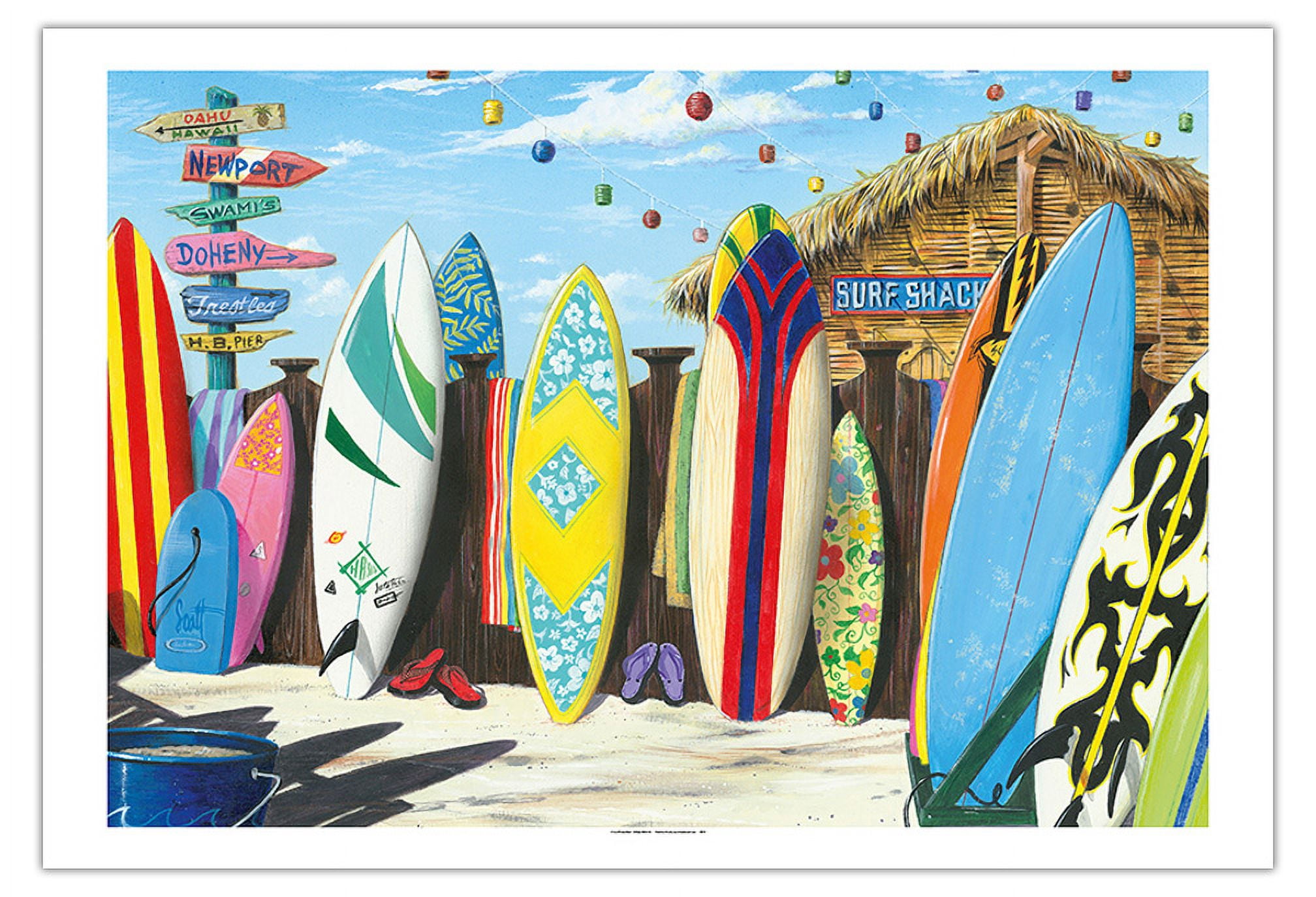 Surf Shack - Surfboard Art - From an Original Color Painting by Scott ...