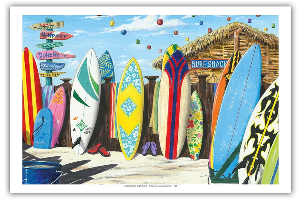 Surf Shack - Surfboard Art - From an Original Color Painting by Scott ...