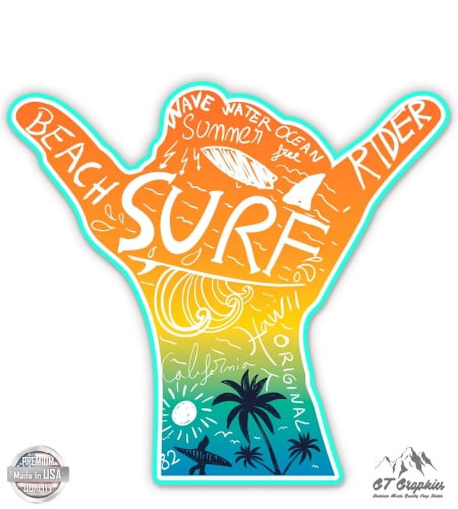 Surf Shaka - 12" Vinyl Sticker Waterproof Decal - Walmart.com