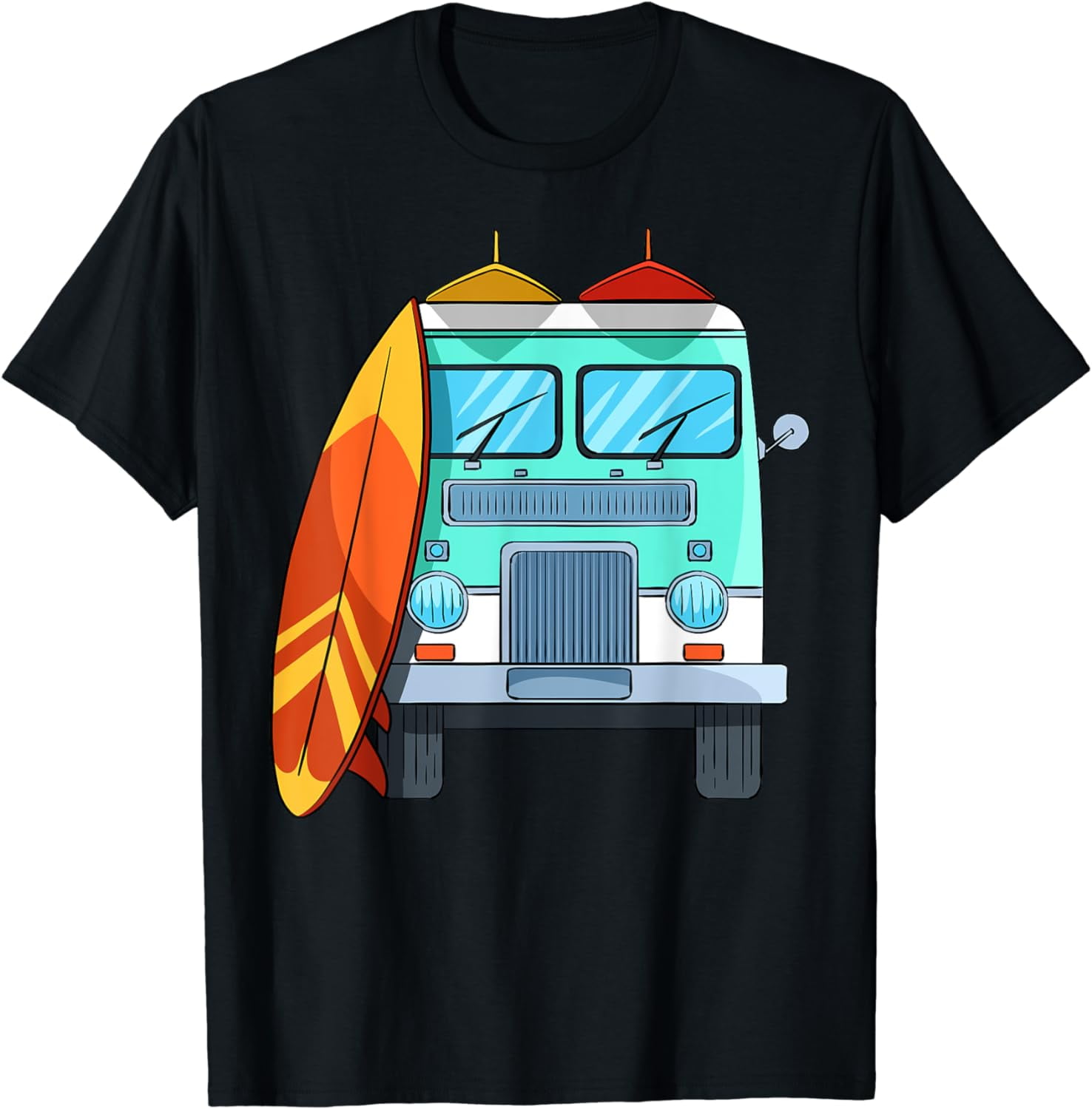 Surf Van Surfboard Palm Trees Surfing Surfer Waves Summer T-Shirt ...