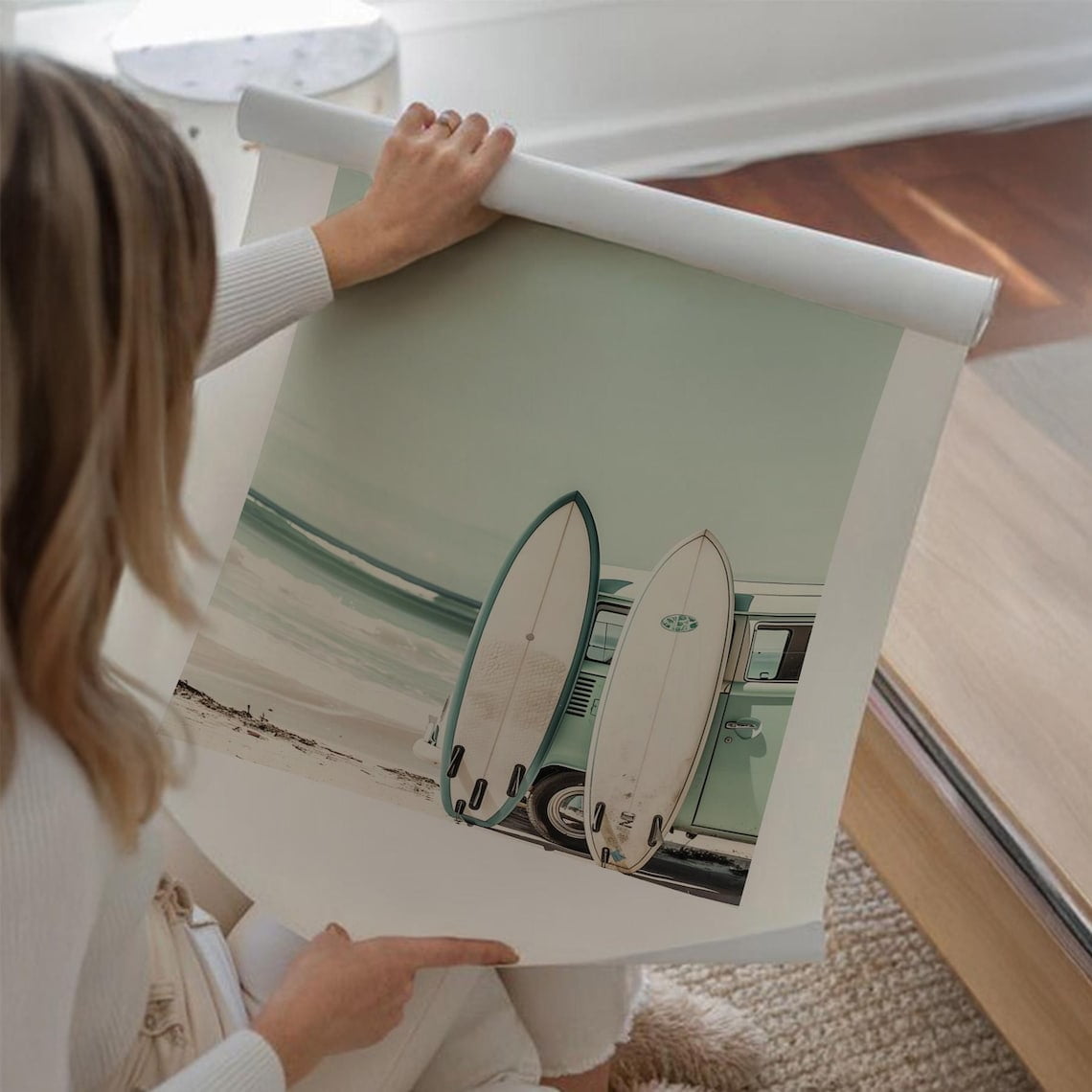 Surf Wall Art Print, Blue Coastal Surf Poster, Chic Photography ...