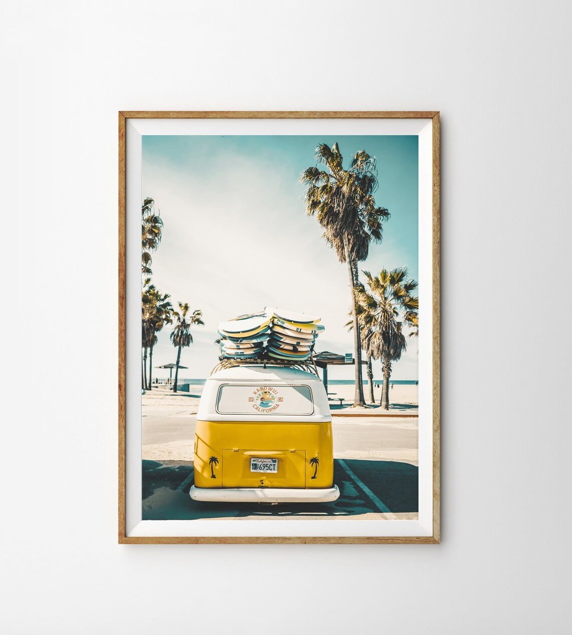 Surf Wall Art Print Yellow Surf Van Beach Decor Wall Art California ...