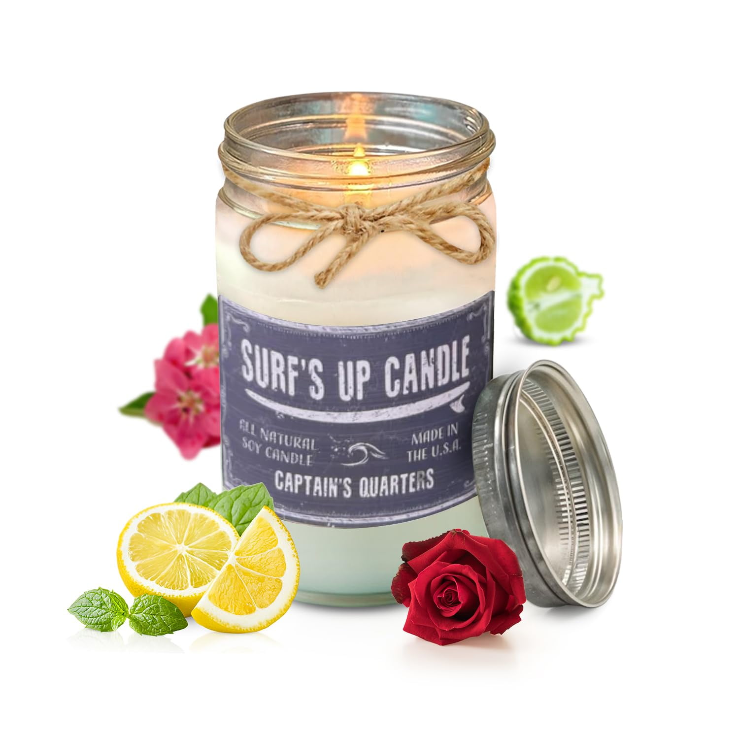 Surf's Up Candle Mason Jar Captain's Quarters Candle, 16oz Fruit ...
