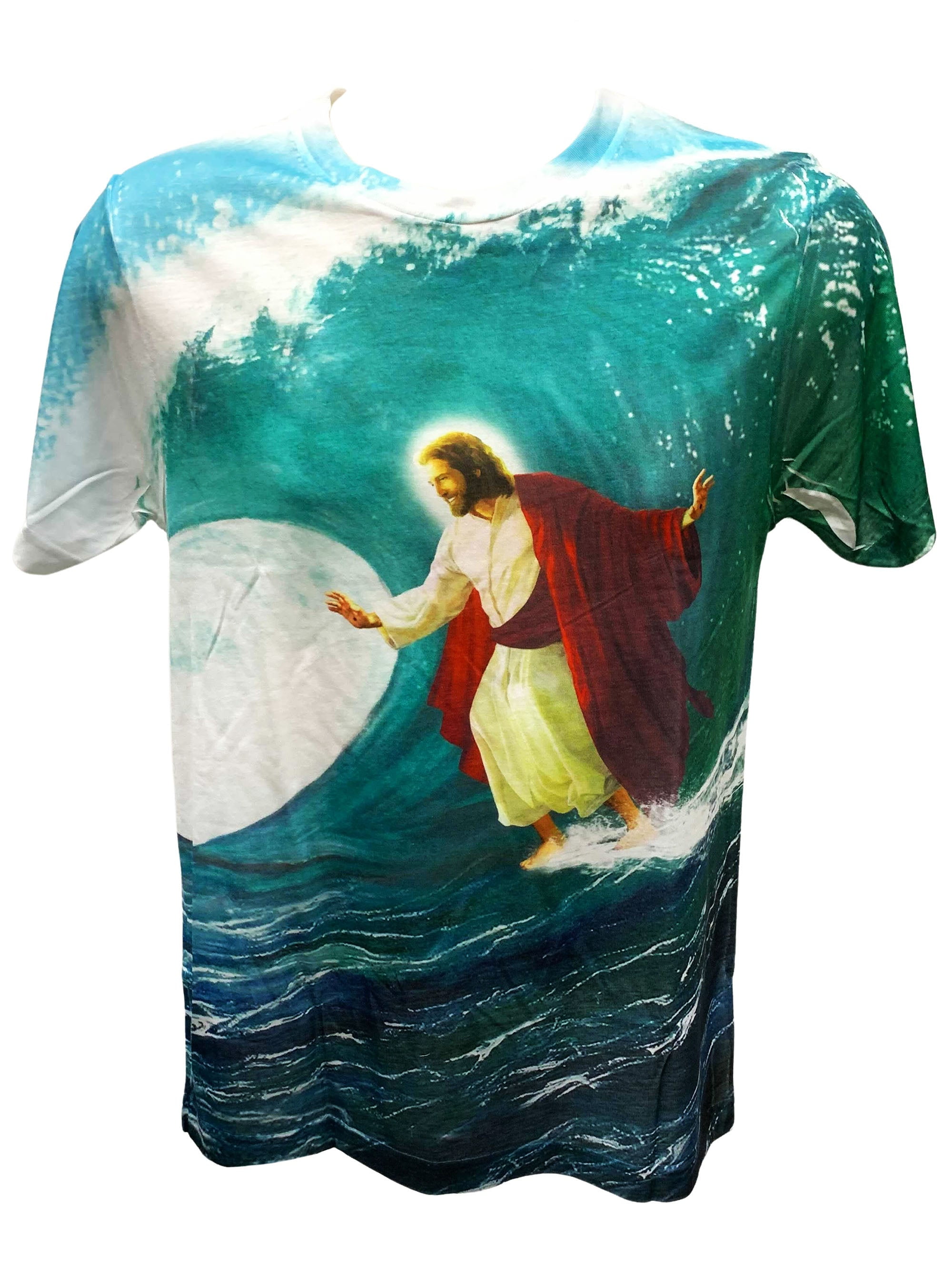 Surf's Up Jesus T-Shirt Lord Christ Surfing Funny JC Surf Savior Mens ...